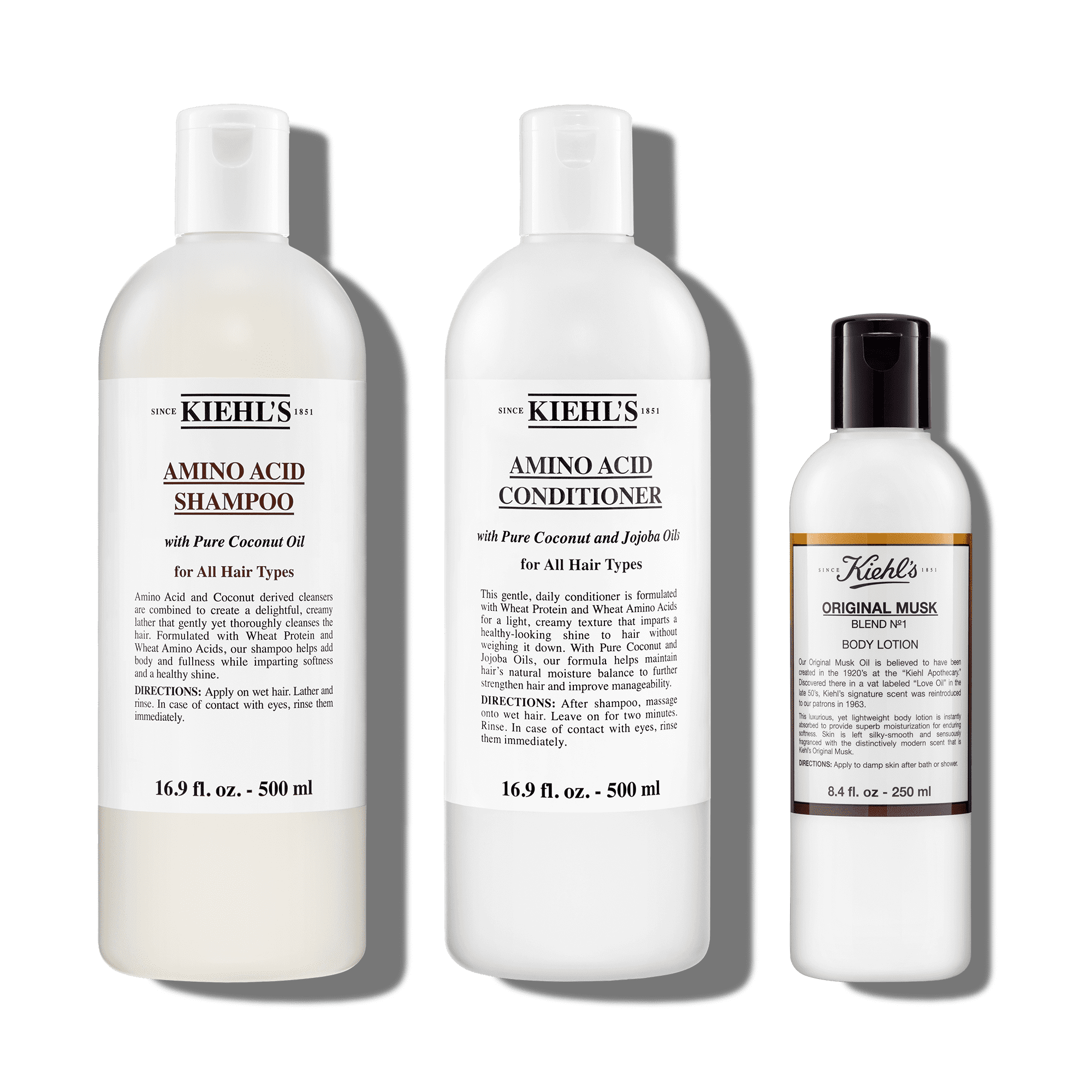 Kiehl's komplet za nego las in telesa | Amino Acid šampon, balzam in Musk losjon